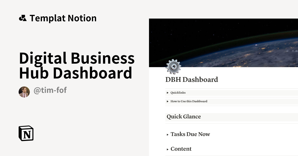 Digital Business Hub Dashboard Templat oleh Future of Freedom | Notion ...