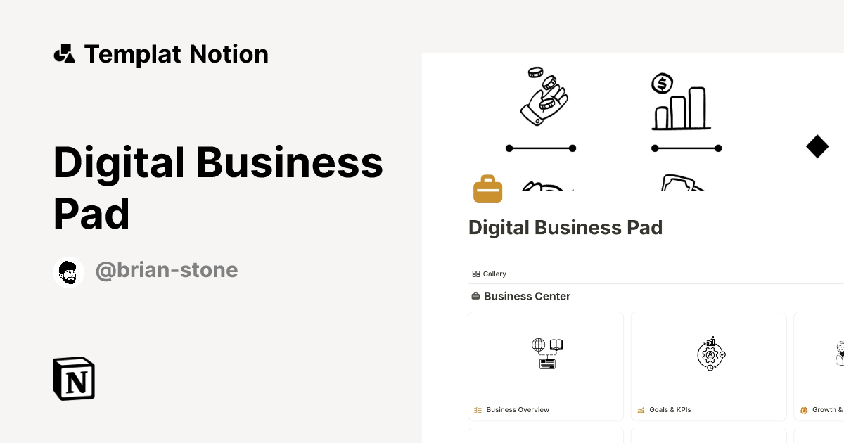 Digital Business Pad Templat oleh Brian Stone | Notion Marketplace