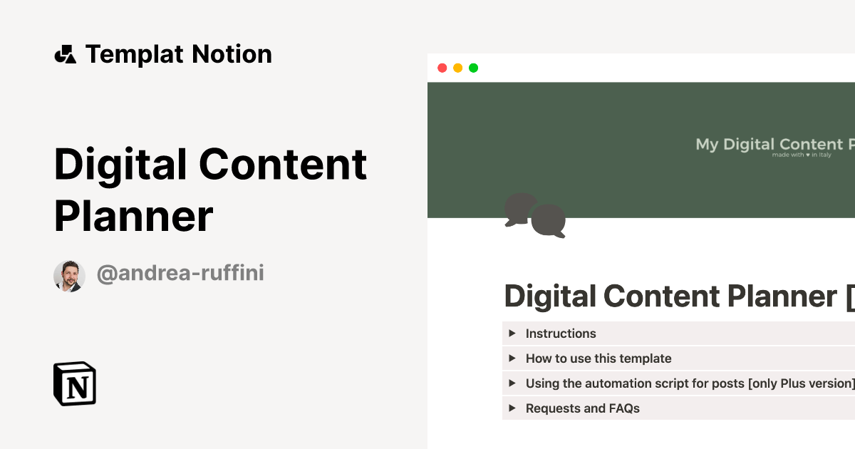 Templat Digital Content Planner | Notion Marketplace