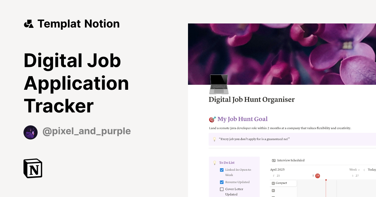 Templat Digital Job Application Tracker | Notion Marketplace
