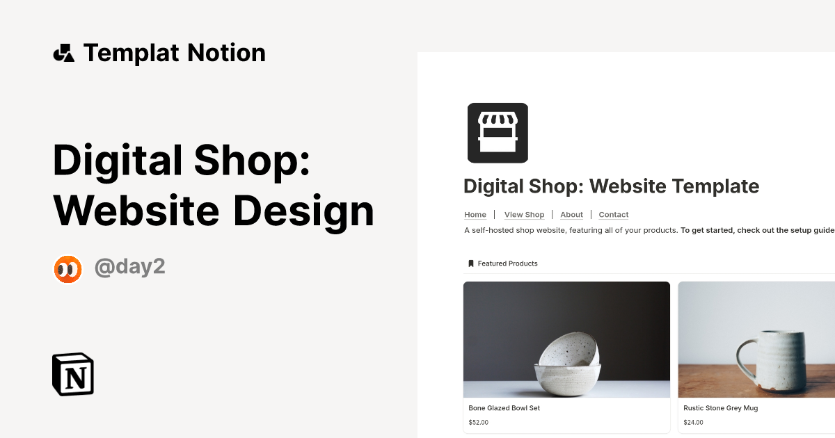 Digital Shop: Website Design Templat oleh DAY | Notion Marketplace