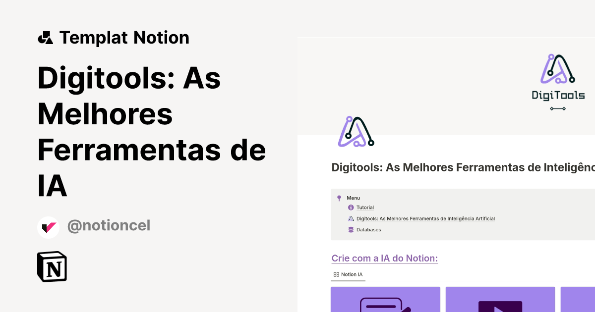 Templat Digitools: As Melhores Ferramentas de IA | Notion Marketplace