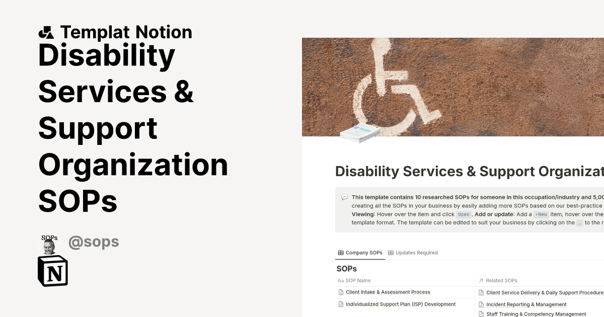 Templat Disability Services & Support Organization SOPs | Notion ...