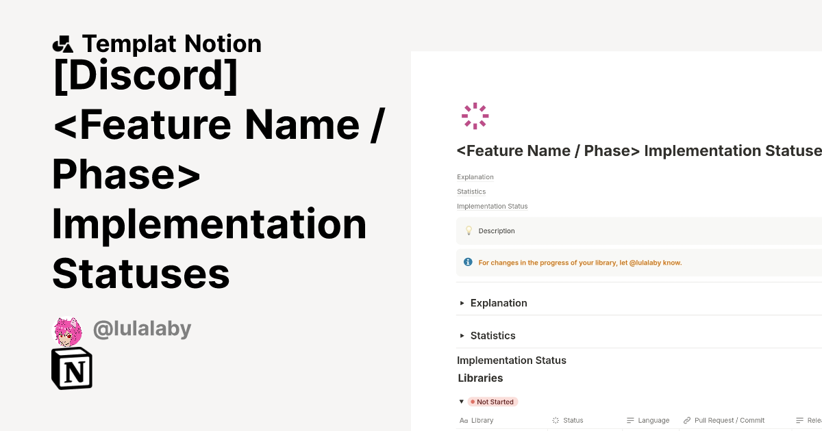 Templat [Discord] Implementation Statuses | Notion Marketplace