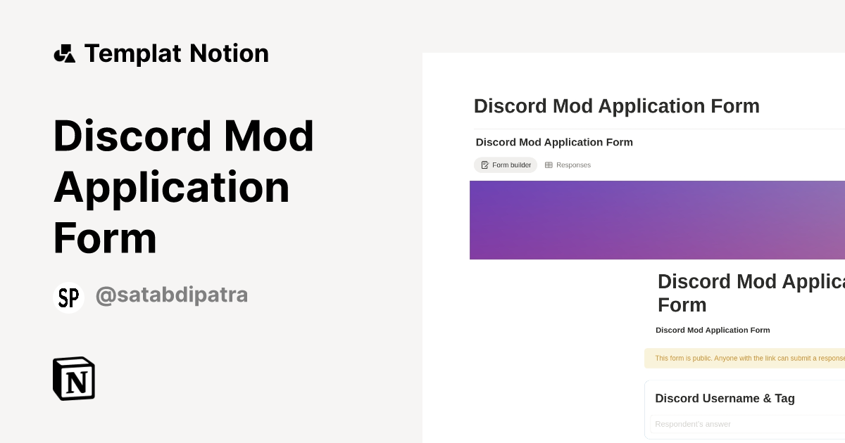 Templat Discord Mod Application Form | Notion Marketplace