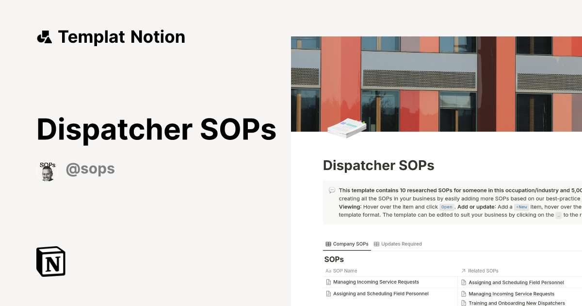 Templat Dispatcher SOPs | Notion Marketplace