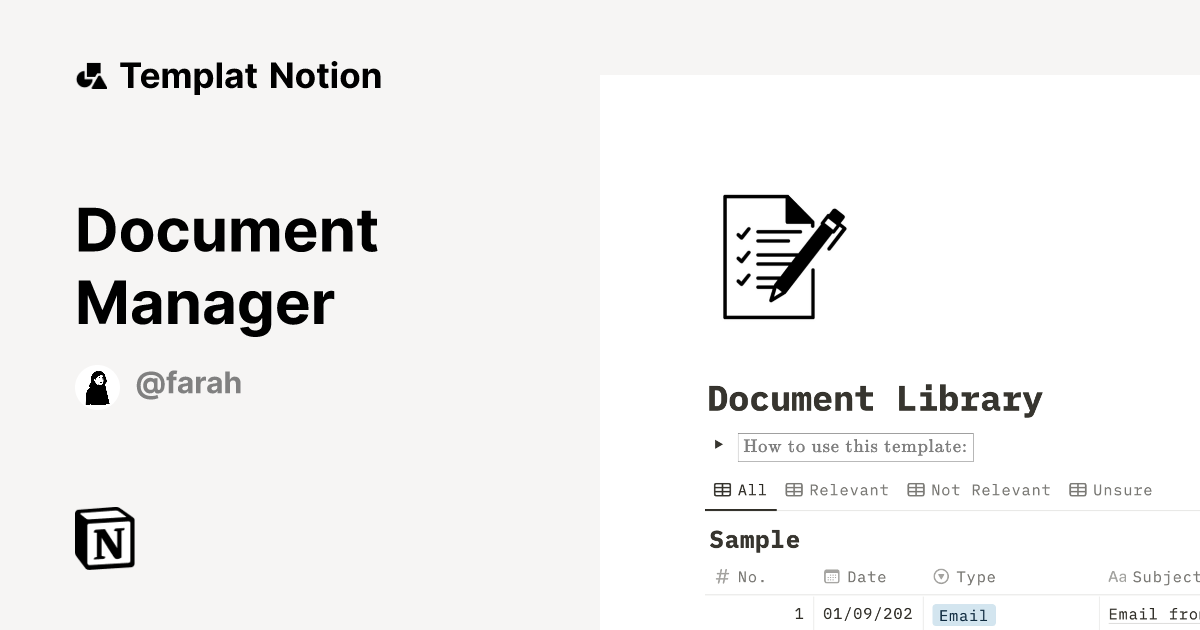 Templat Document Manager | Notion Marketplace