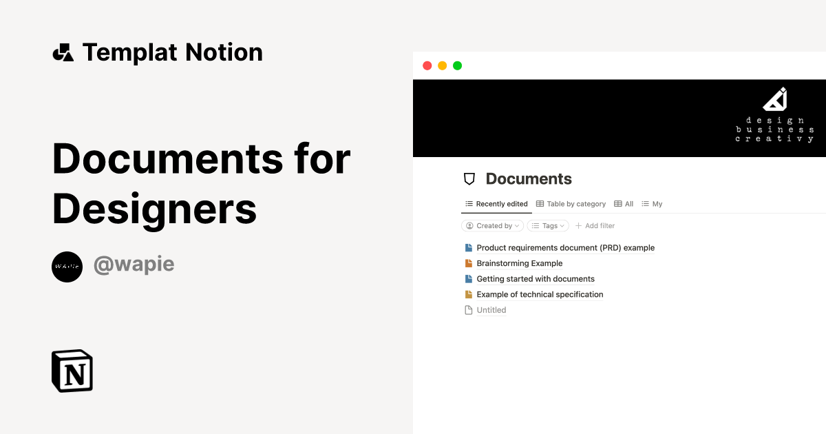 Templat Documents for Designers | Notion Marketplace