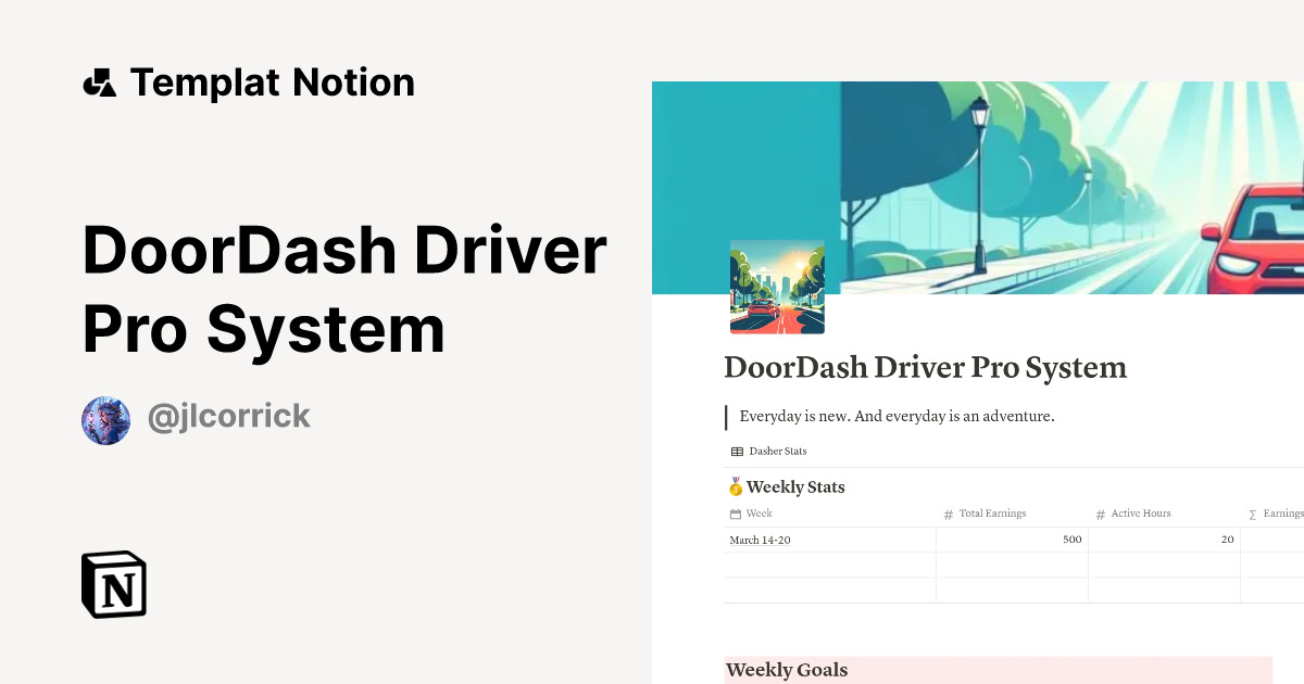 DoorDash Driver Pro System Templat oleh Template Alchemy | Notion Marketplace