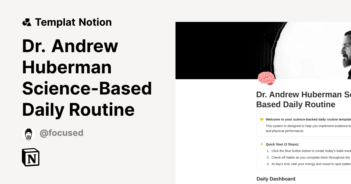Dr. Andrew Huberman Science-Based Daily Routine Templat oleh Focus Fuel ...