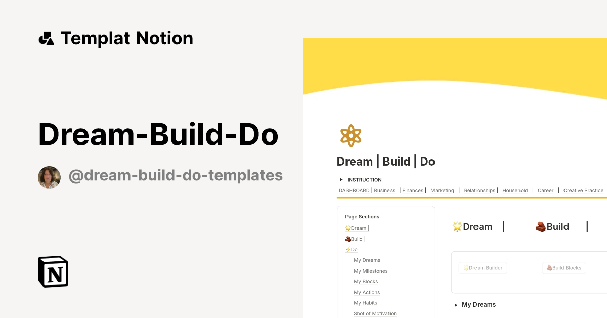 Templat Dream-Build-Do | Notion Marketplace
