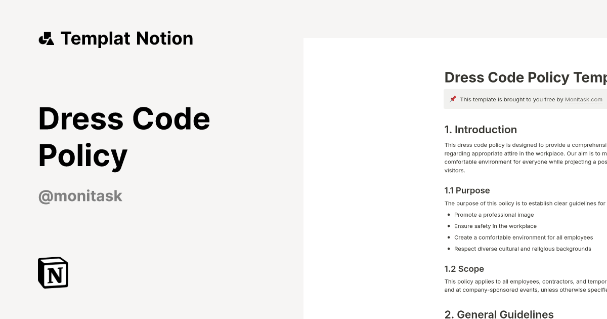 Templat Dress Code Policy | Notion Marketplace