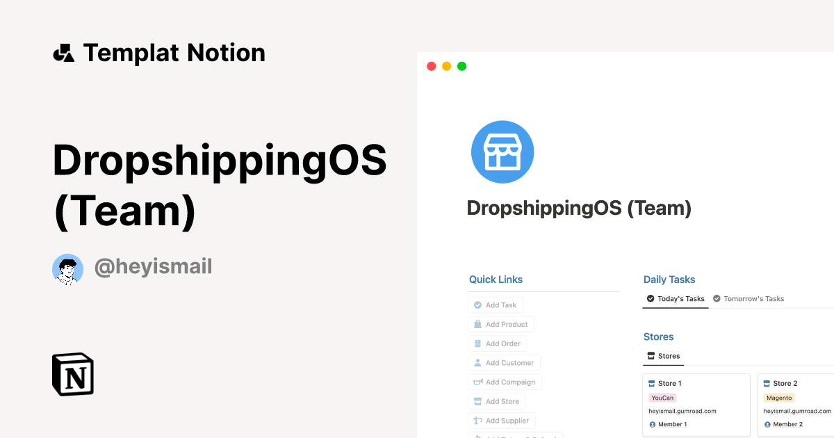 Templat DropshippingOS (Team) | Notion Marketplace