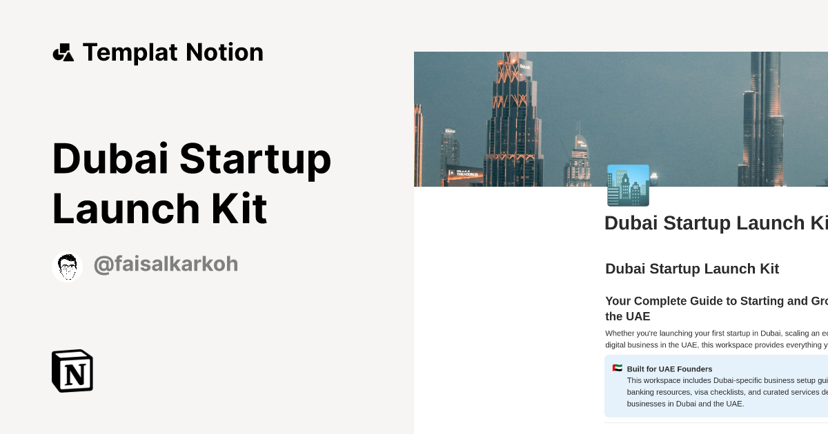 Dubai Startup Launch Kit Templat oleh Faisal Karkoh | Notion Marketplace