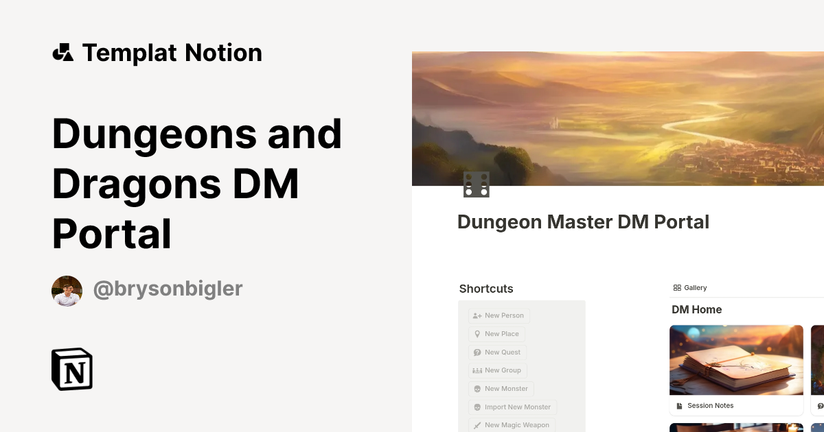 Templat Dungeons and Dragons DM Portal | Notion Marketplace