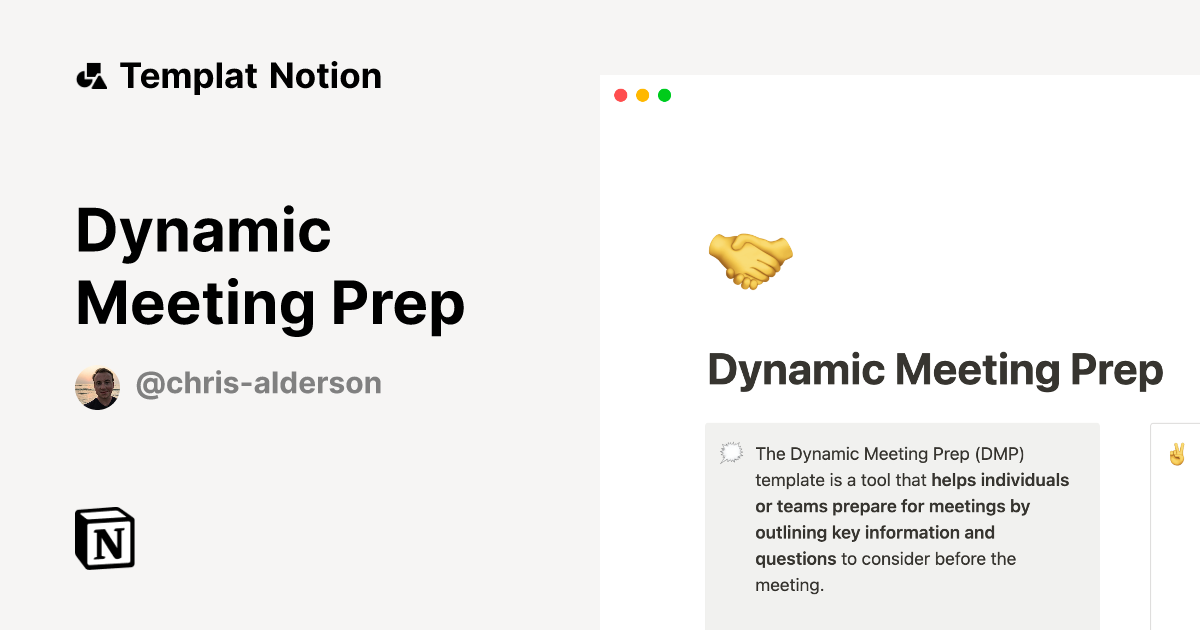 Templat Dynamic Meeting Prep | Notion Marketplace