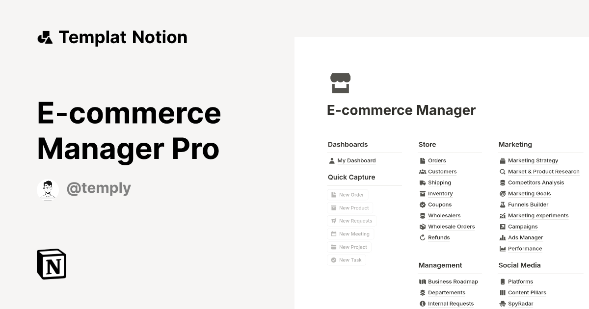 Templat E-commerce Manager Pro | Notion Marketplace