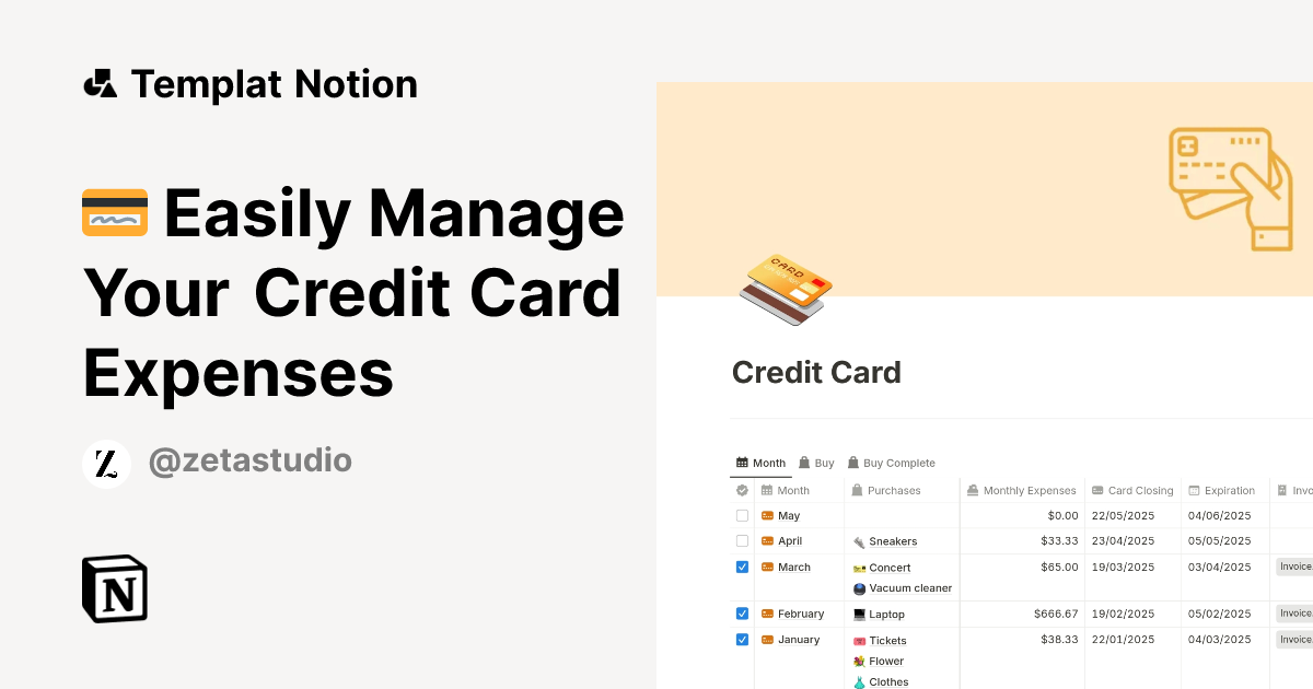 💳 Easily Manage Your Credit Card Expenses Templat oleh Zeta Studio ...