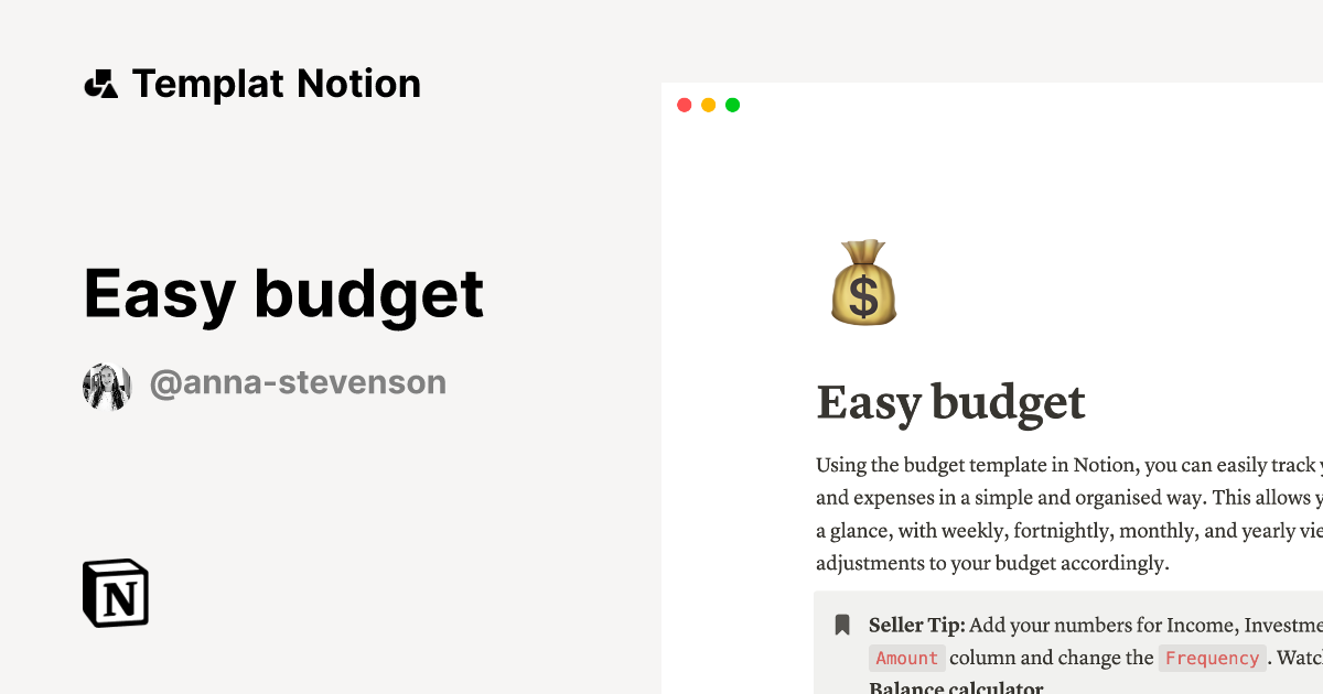 Templat Easy budget | Notion Marketplace