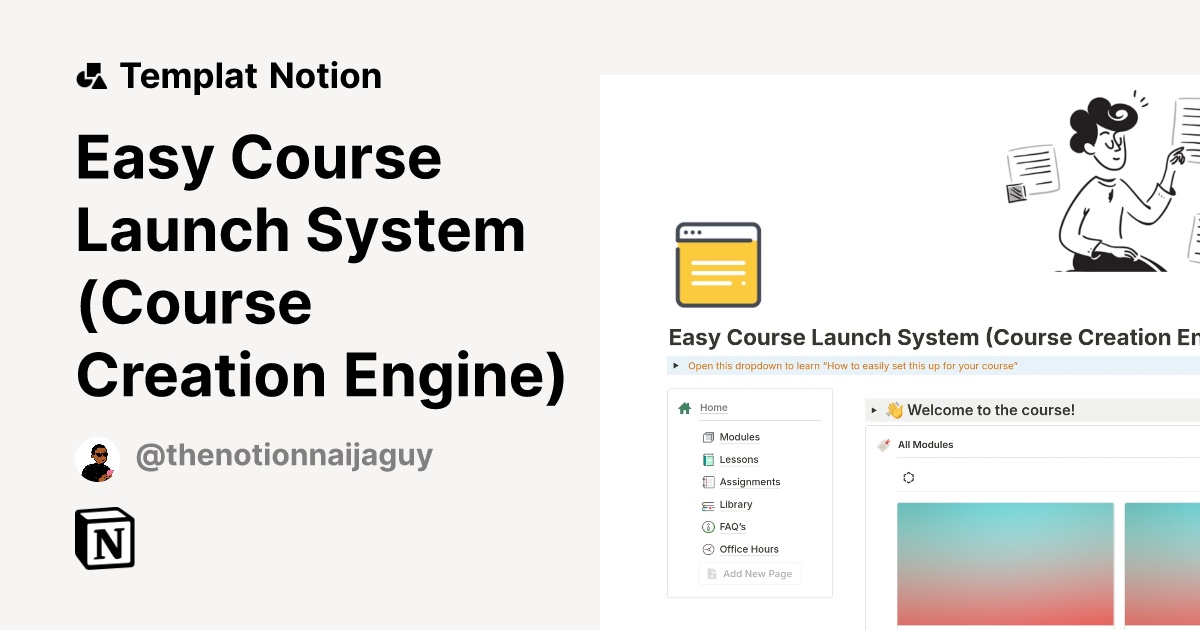 Easy Course Launch System (Course Creation Engine) Templat oleh The NotionNaija Guy | Notion ...