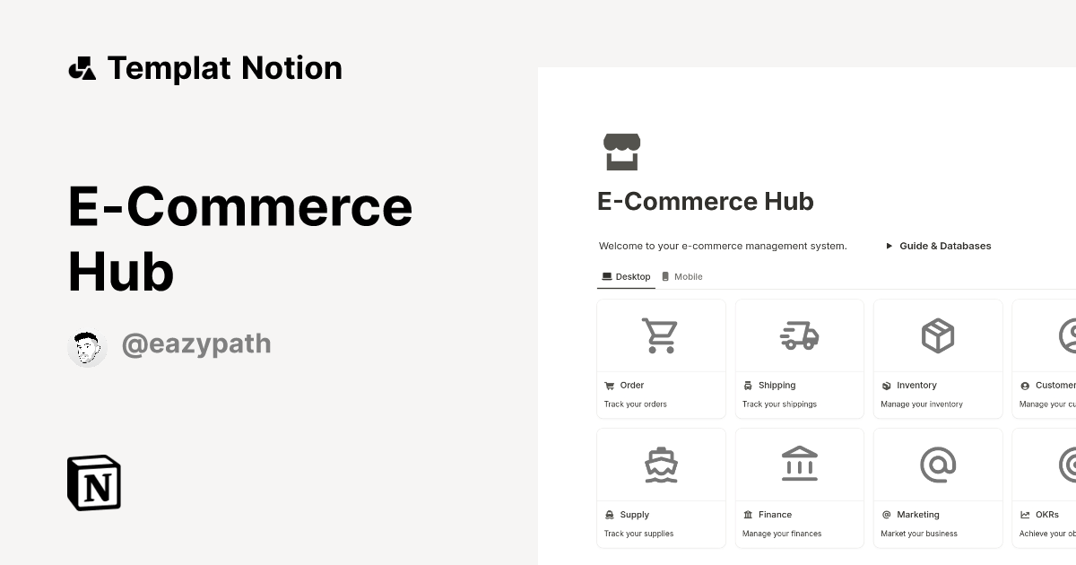 Templat E-Commerce Hub | Notion Marketplace