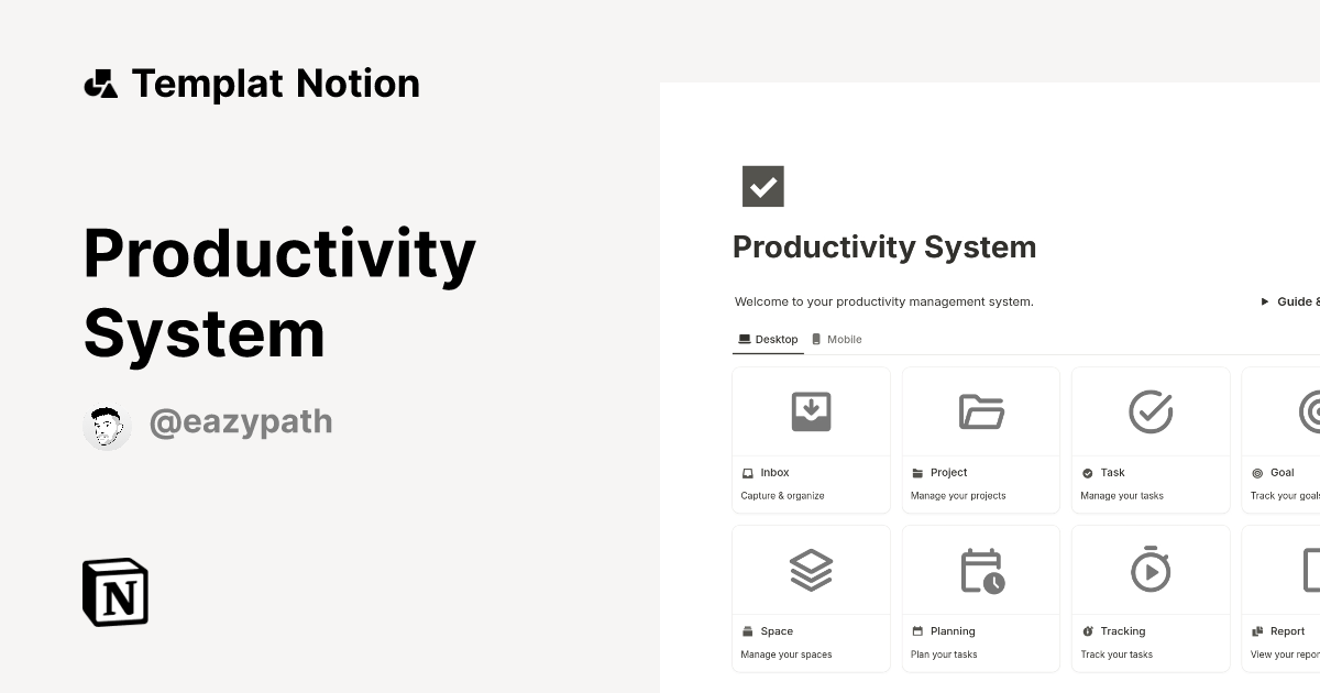 Templat Productivity System | Notion Marketplace