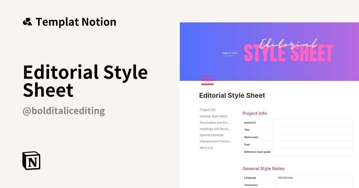 Templat Editorial Style Sheet | Notion Marketplace