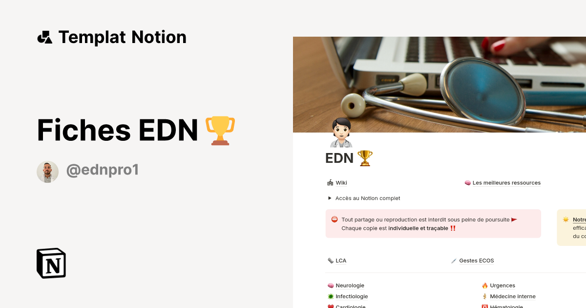 Templat Fiches EDN 🏆 | Notion Marketplace