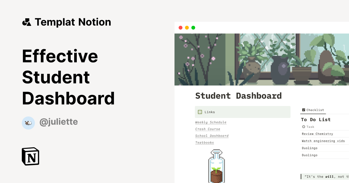 Templat Effective Student Dashboard | Notion Marketplace