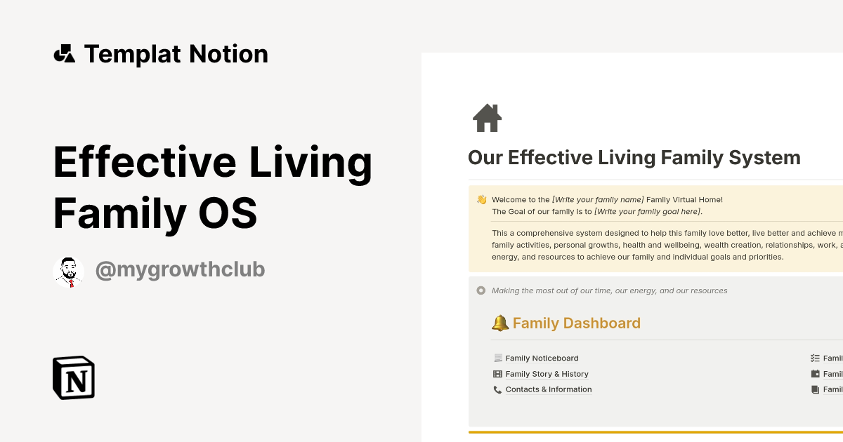 Effective Living Family OS Templat oleh N.K. Emmanuel | Notion Marketplace