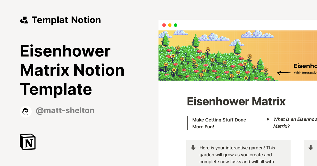 Eisenhower Matrix Notion Template Templat oleh Matt Shelton | Notion Marketplace