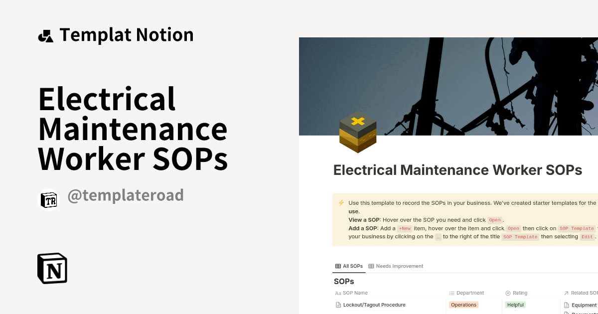 Templat Electrical Maintenance Worker SOPs | Notion Marketplace