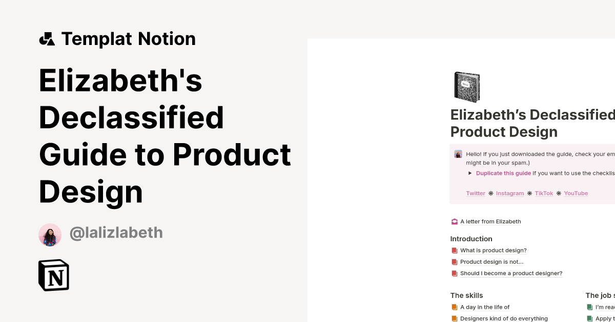 Templat Elizabeth's Declassified Guide to Product Design | Notion ...