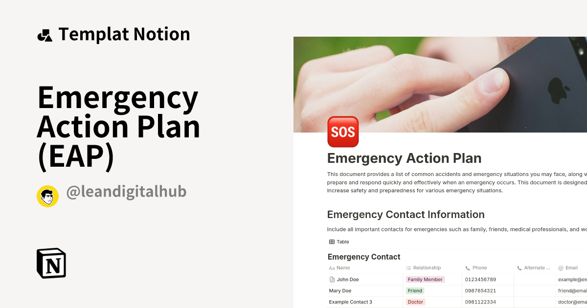 Emergency Action Plan (EAP) Templat oleh Lean Digital Hub | Notion ...