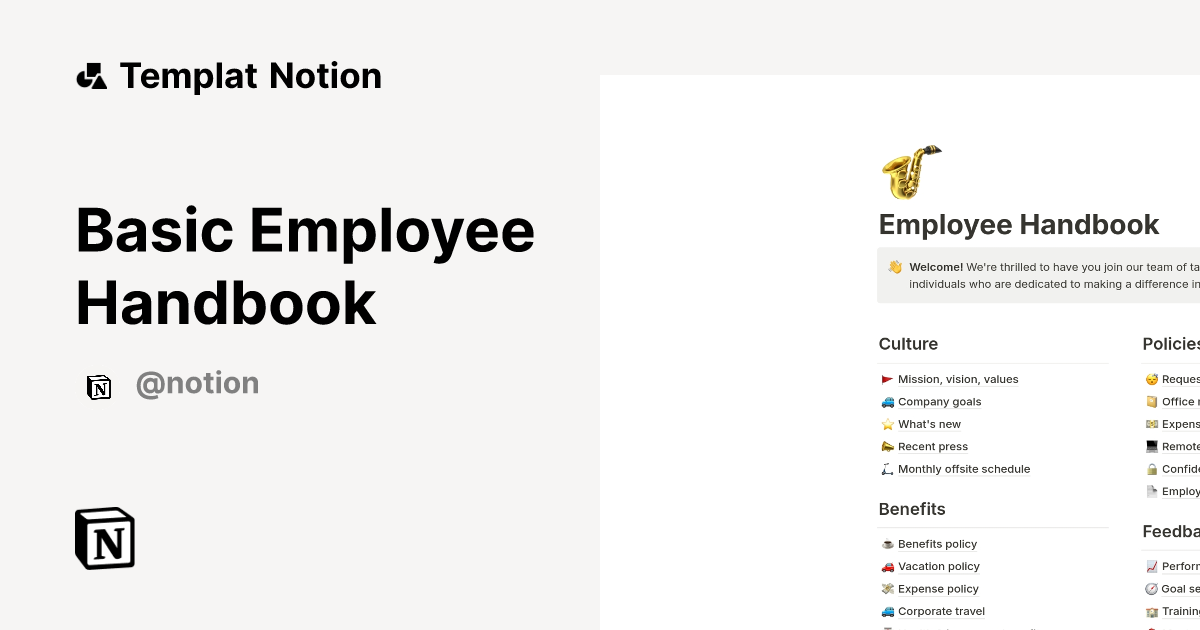 Templat Basic Employee Handbook 2026 | Notion Marketplace
