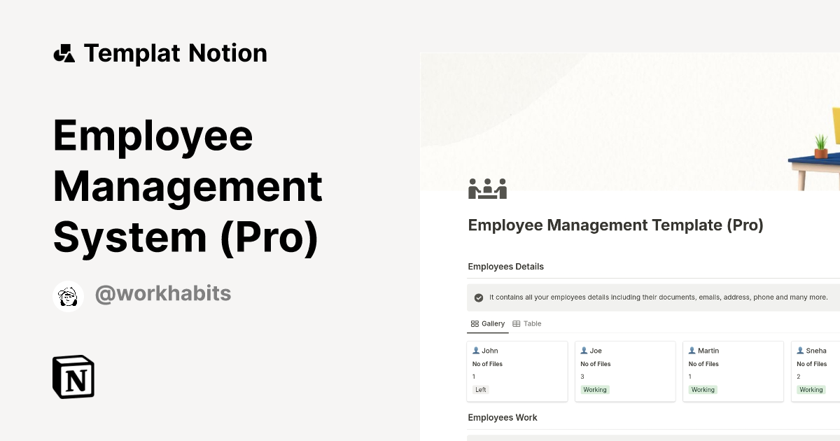 Employee Management System (Pro) Templat oleh Work Habits | Notion Marketplace