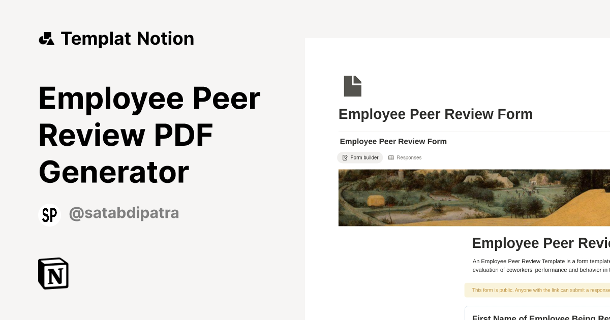 Employee Peer Review PDF Generator Templat oleh Satabdi Patra | Notion ...