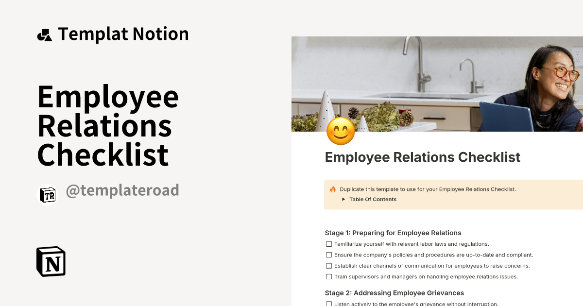 Templat Employee Relations Checklist | Notion Marketplace