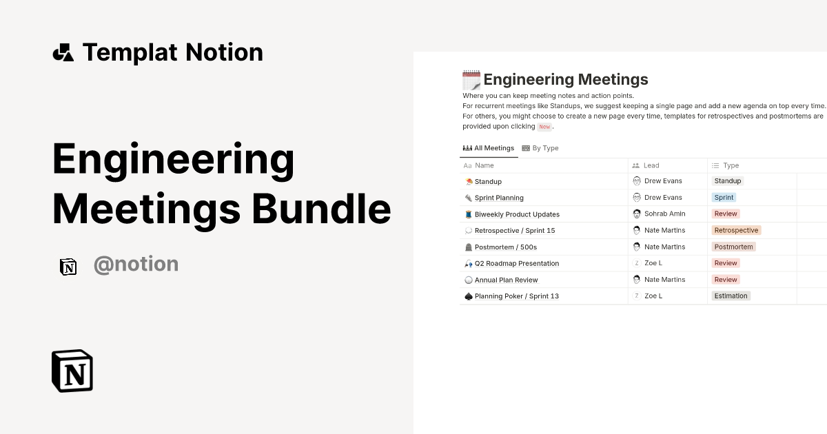 Templat Engineering Meetings Bundle 2025 | Notion Marketplace