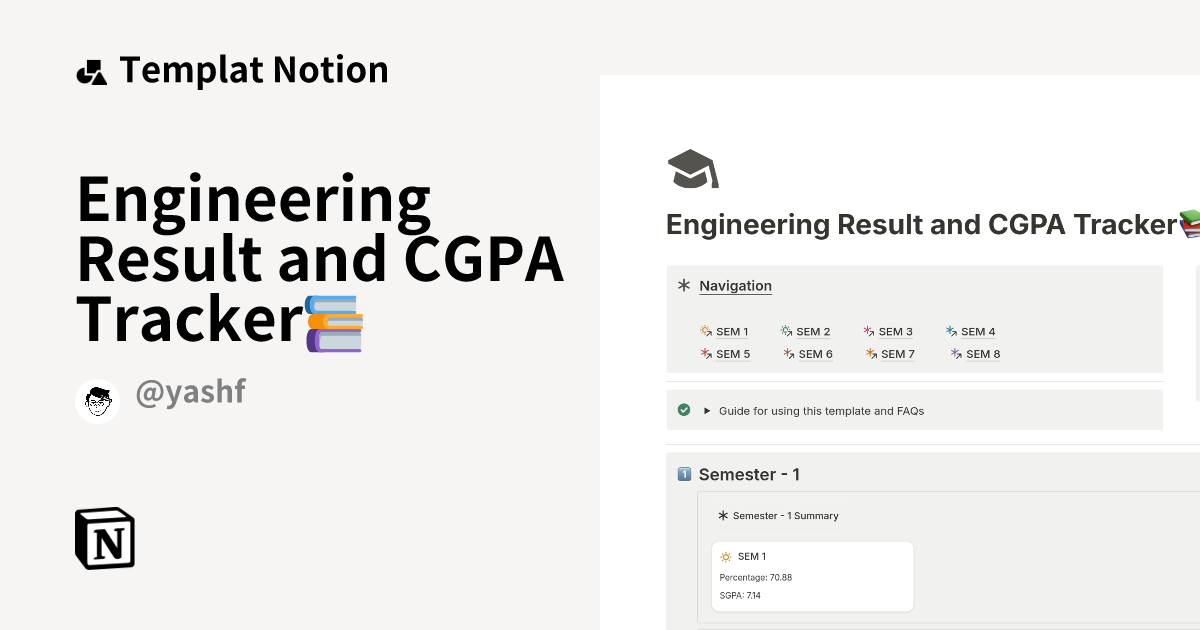 Templat Engineering Result and CGPA Tracker📚 | Notion Marketplace