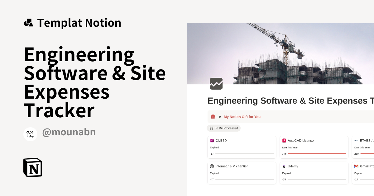Engineering Software & Site Expenses Tracker Templat oleh MounaBN ...