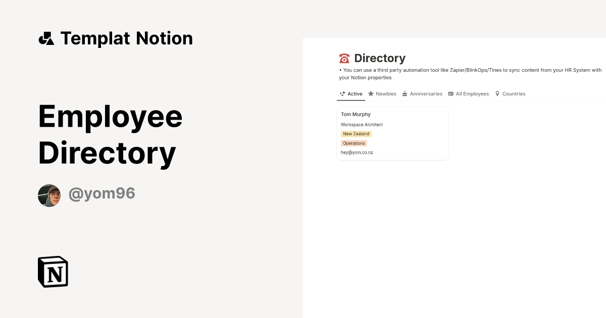 Templat Employee Directory | Notion Marketplace