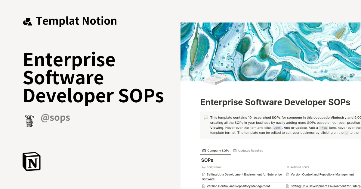 Enterprise Software Developer SOPs Templat oleh SOPs | Notion Marketplace