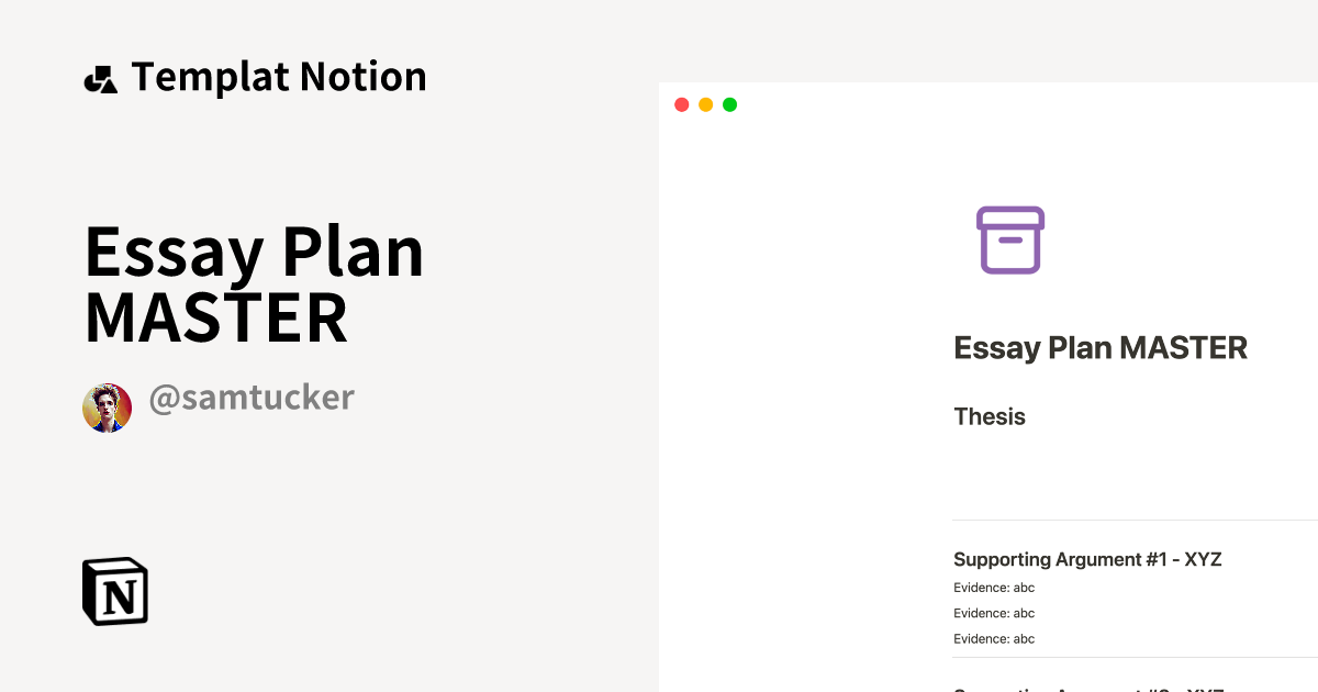 Templat Essay Plan MASTER | Notion Marketplace