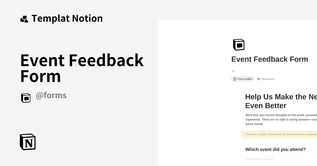 Event Feedback Form Templat oleh Forms | Notion Marketplace