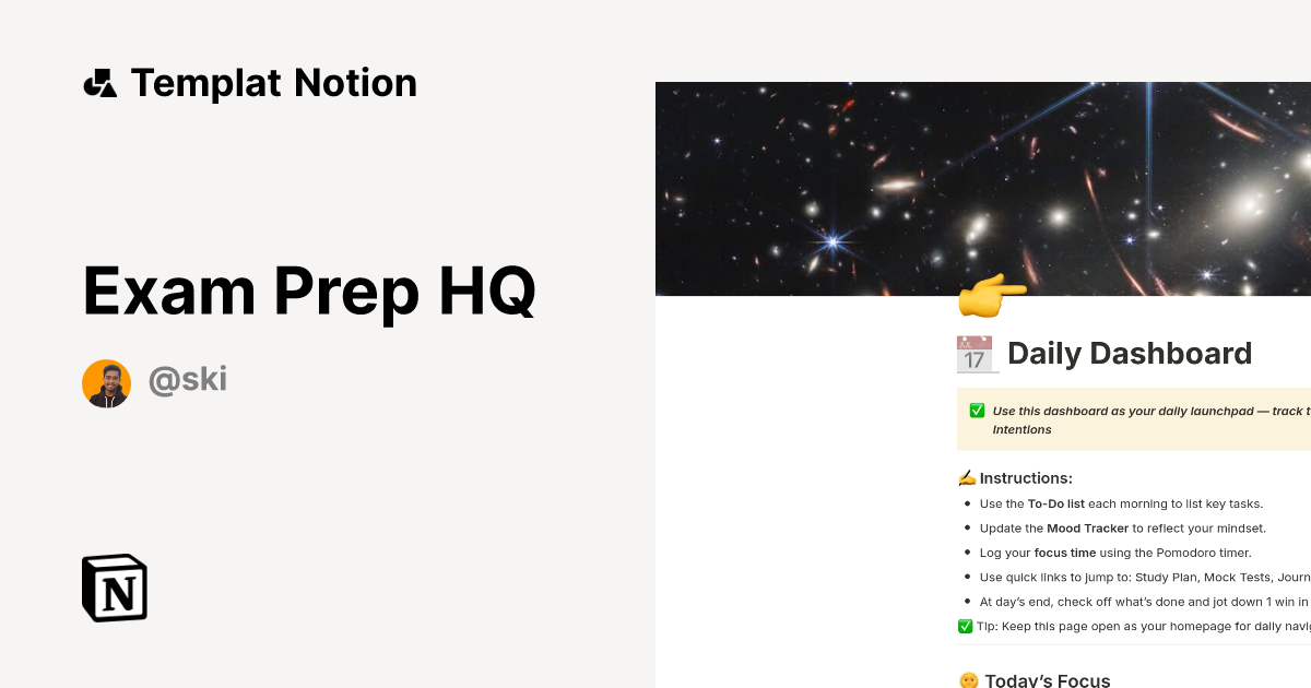 Templat Exam Prep HQ | Notion Marketplace