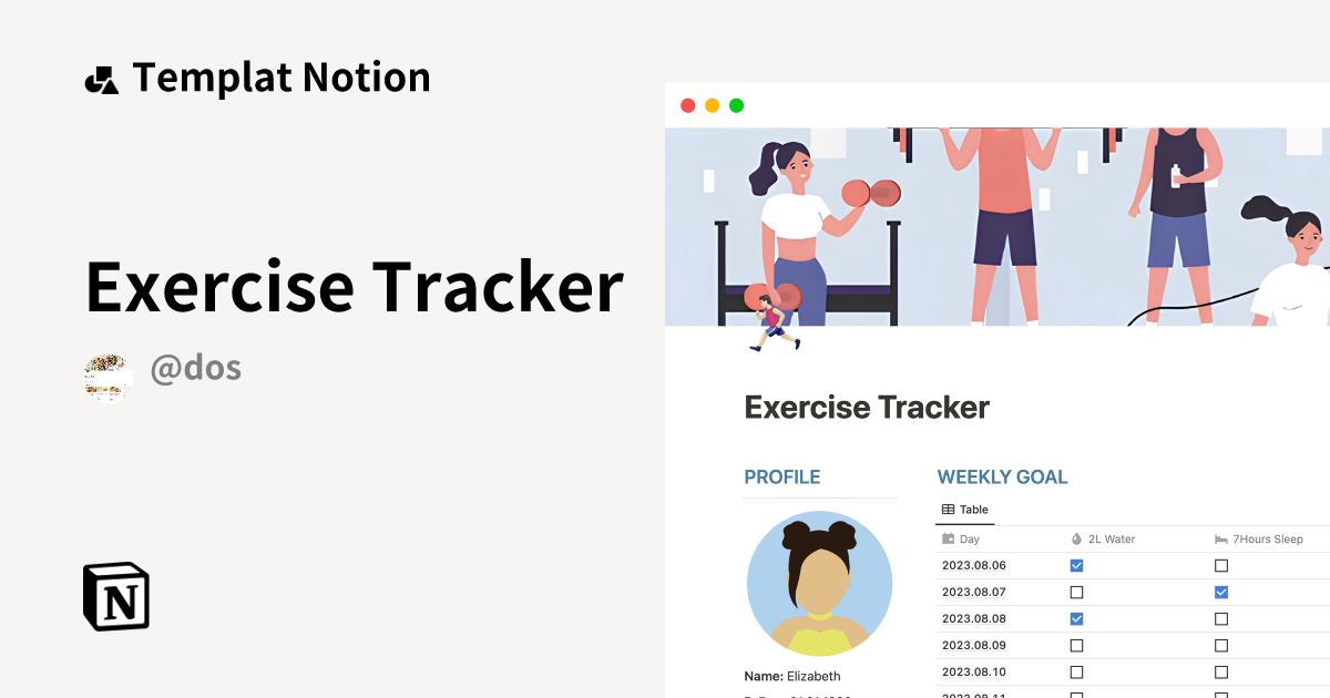 Exercise Tracker Templat oleh DOS | Notion Marketplace