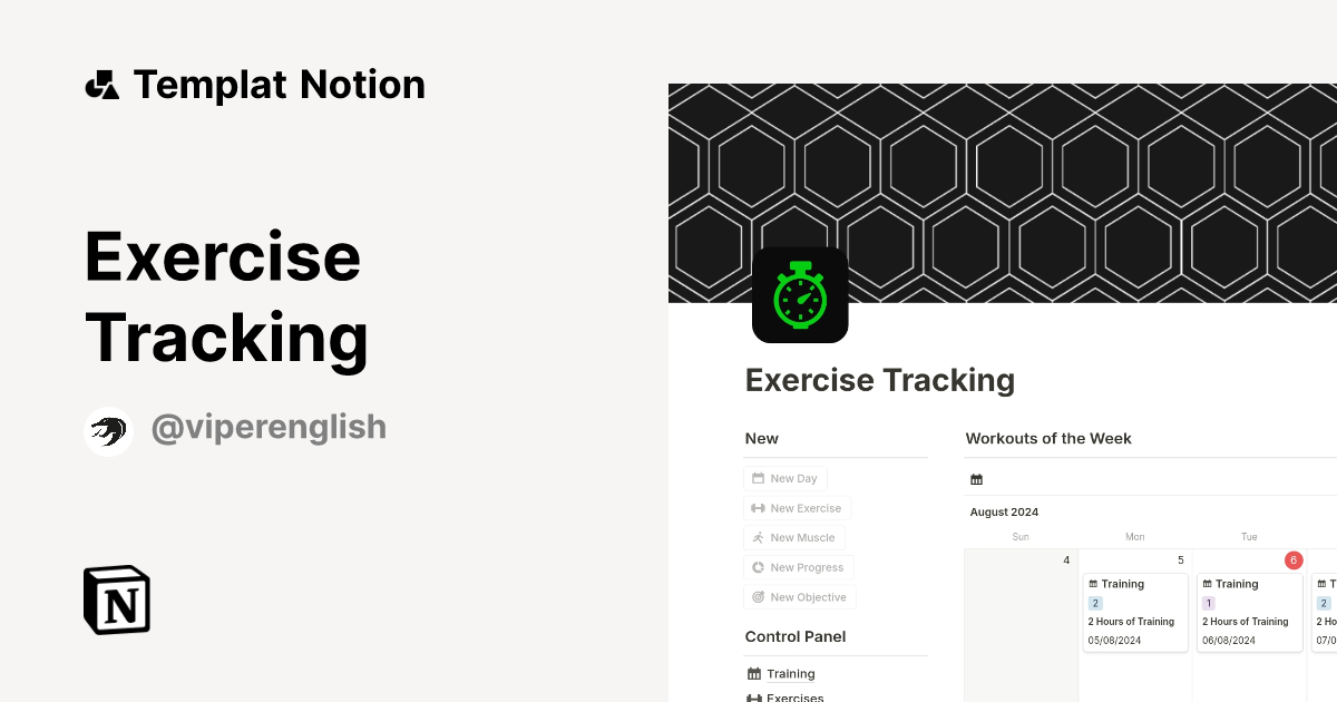 Exercise Tracking Templat oleh Viper | Notion Marketplace