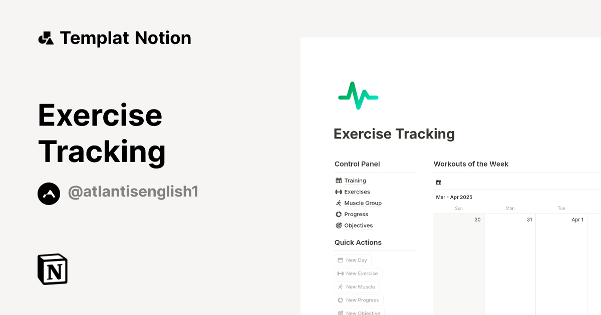 Templat Exercise Tracking | Notion Marketplace