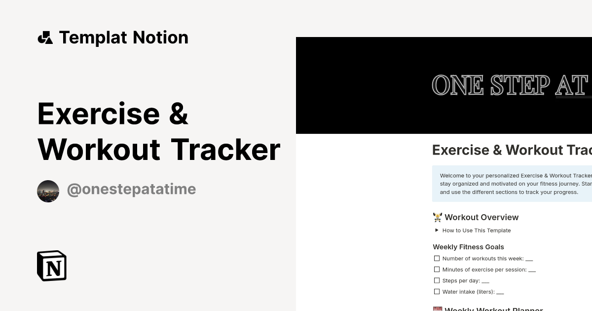 Templat Exercise & Workout Tracker | Notion Marketplace